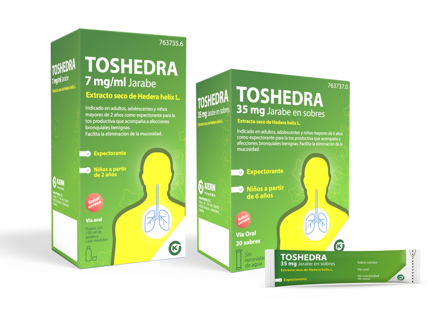 Kern Pharma lanza Toshedra® 7 mg/ml jarabe y Toshedra® 35 mg stick pack ...
