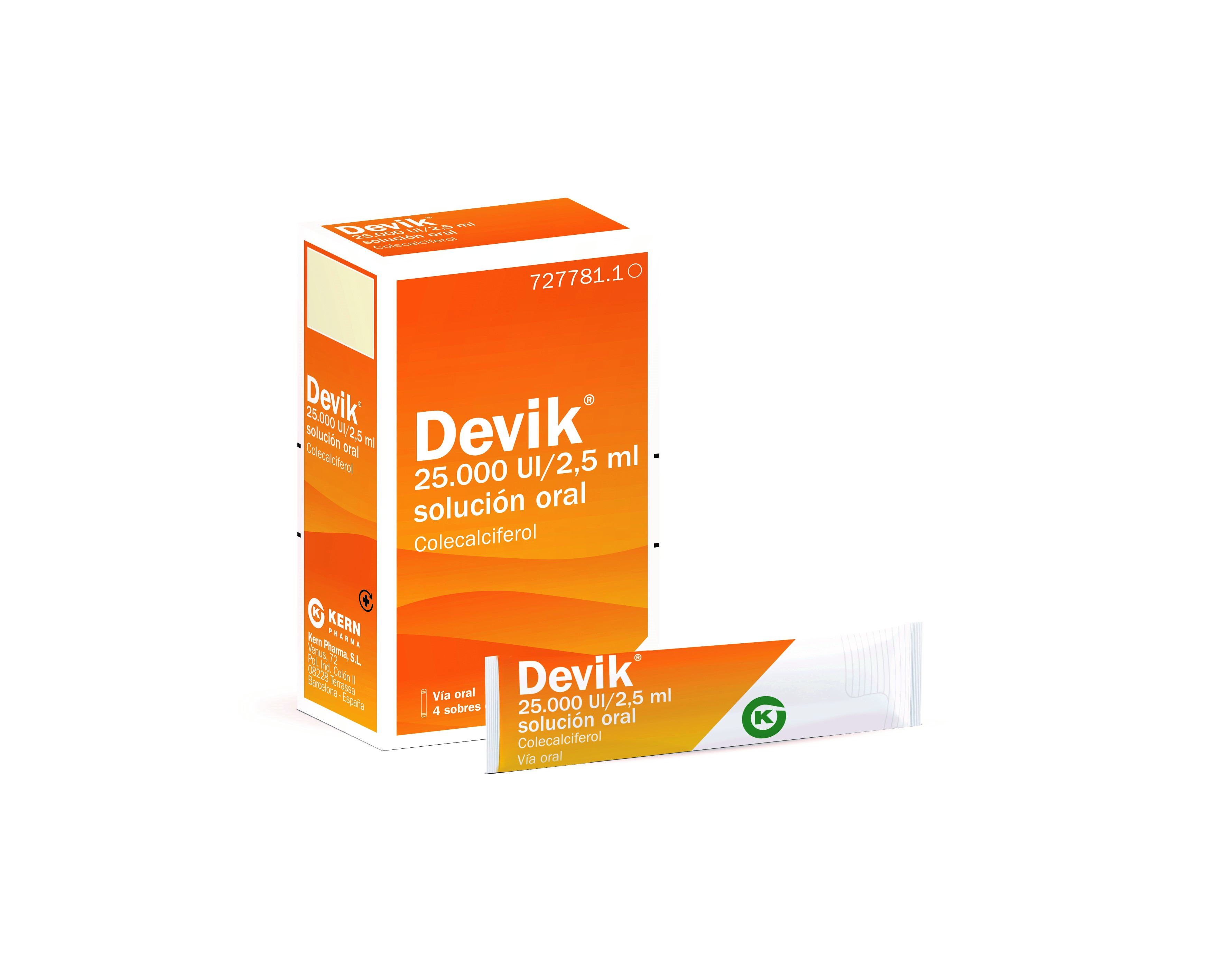 Devik® 25.000 UI / 2,5 ml solución oral, 4 stick pack