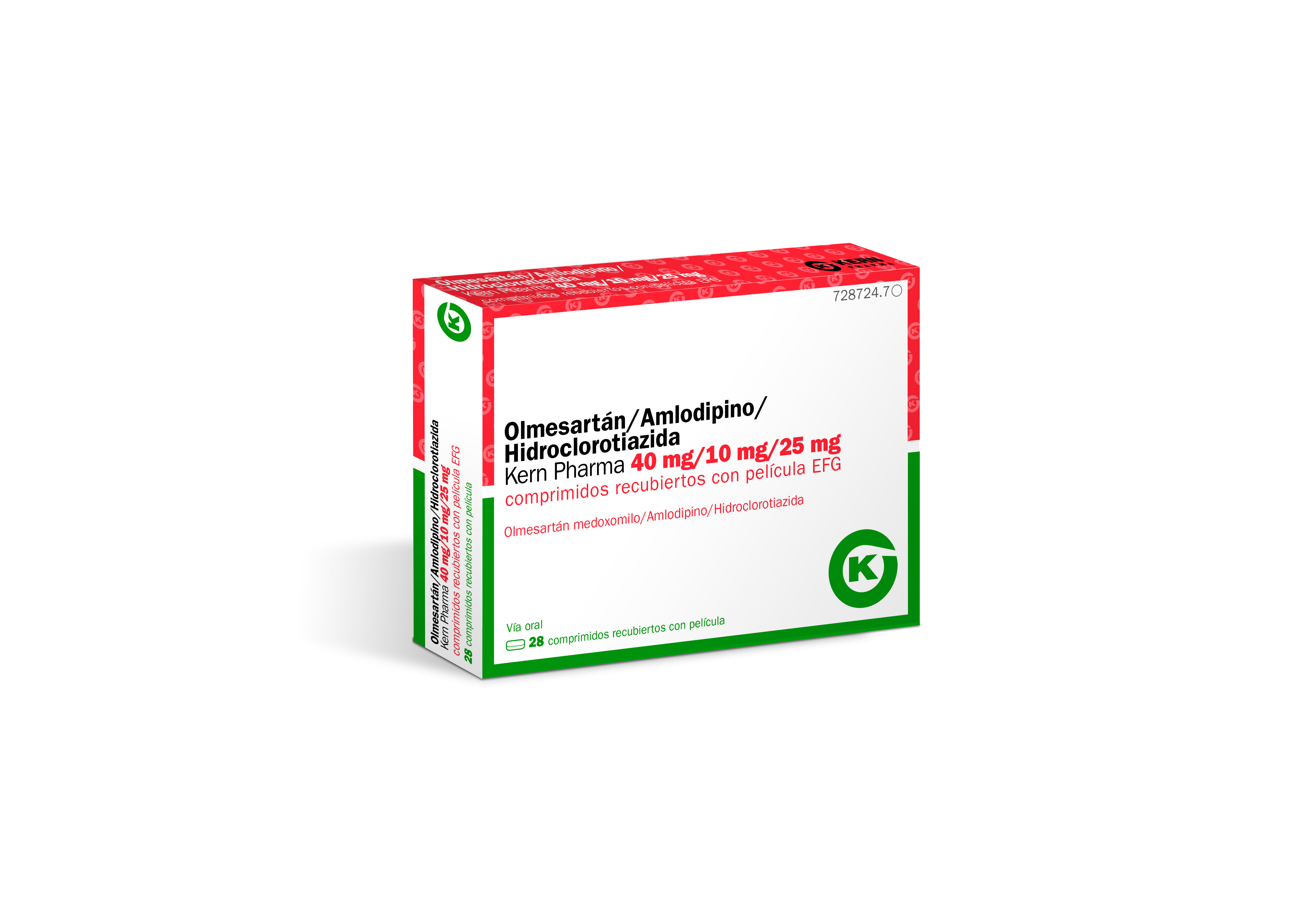 Olmesartán/Amlodipino/Hidroclorotiazida KERN PHARMA 40 mg / 10 mg / 25 mg comprimidos ...