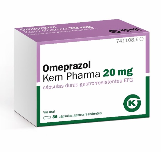 Omeprazol 20 mg cápsulas duras gastrorresistentes EFG, 56 cápsulas