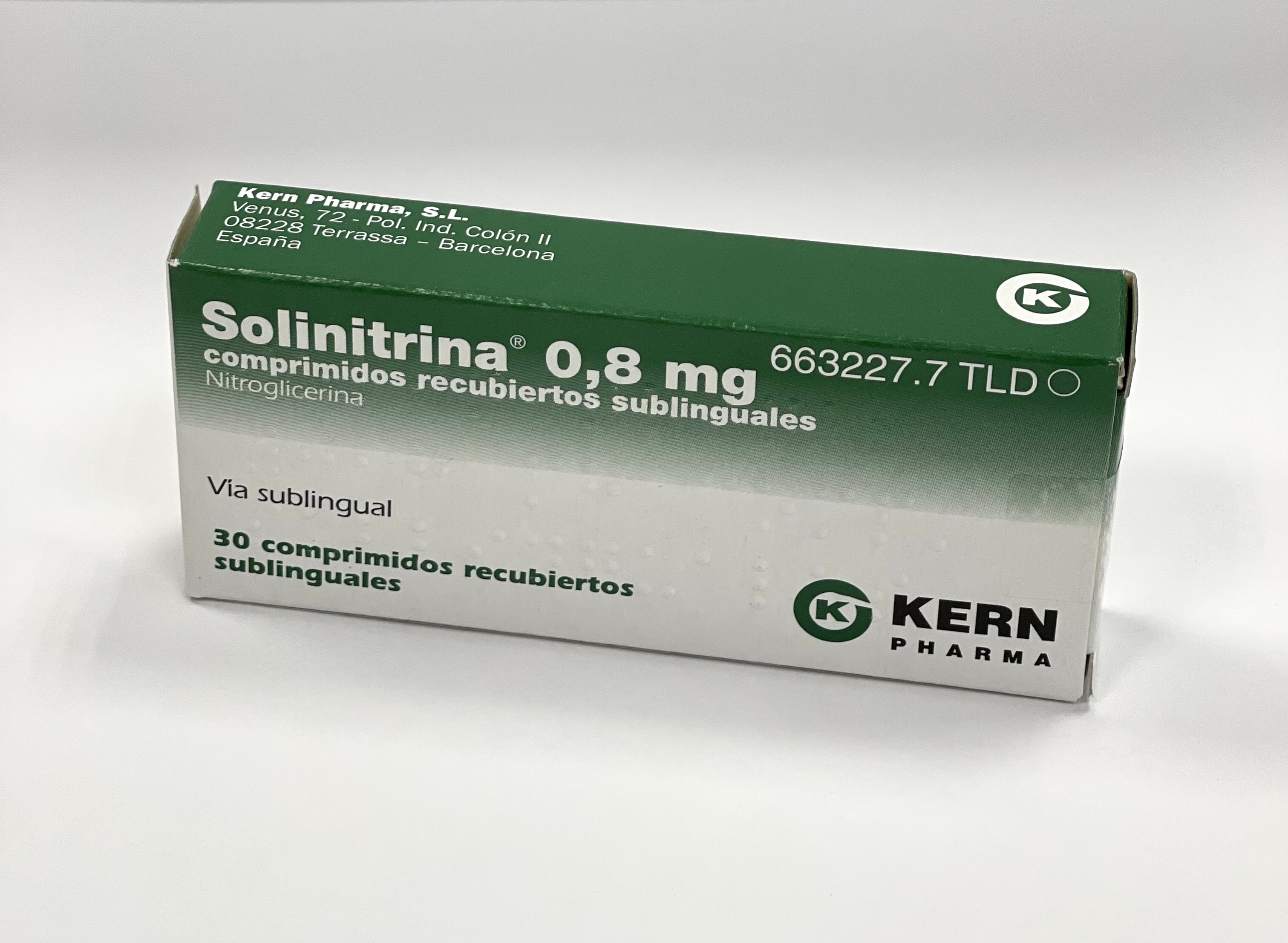 Solinitrina 0,8 mg, comprimidos recubiertos sublinguales, 30 comprimidos